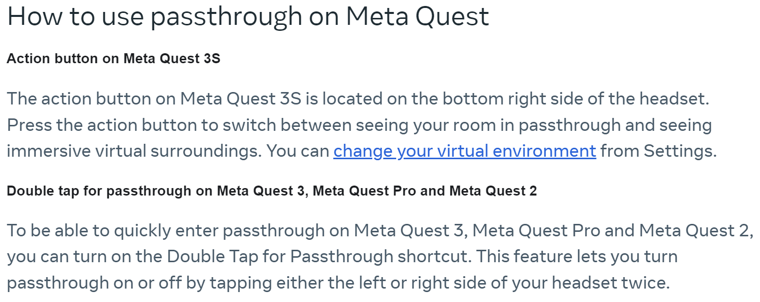 Quest 3S 'Action Button' Described On Official Meta Page