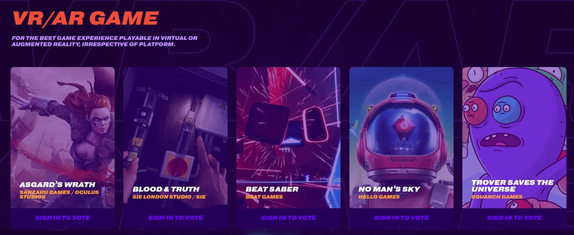 The Game Awards Nominate Asgard's Wrath, Blood & Truth, Beat Saber, And ...