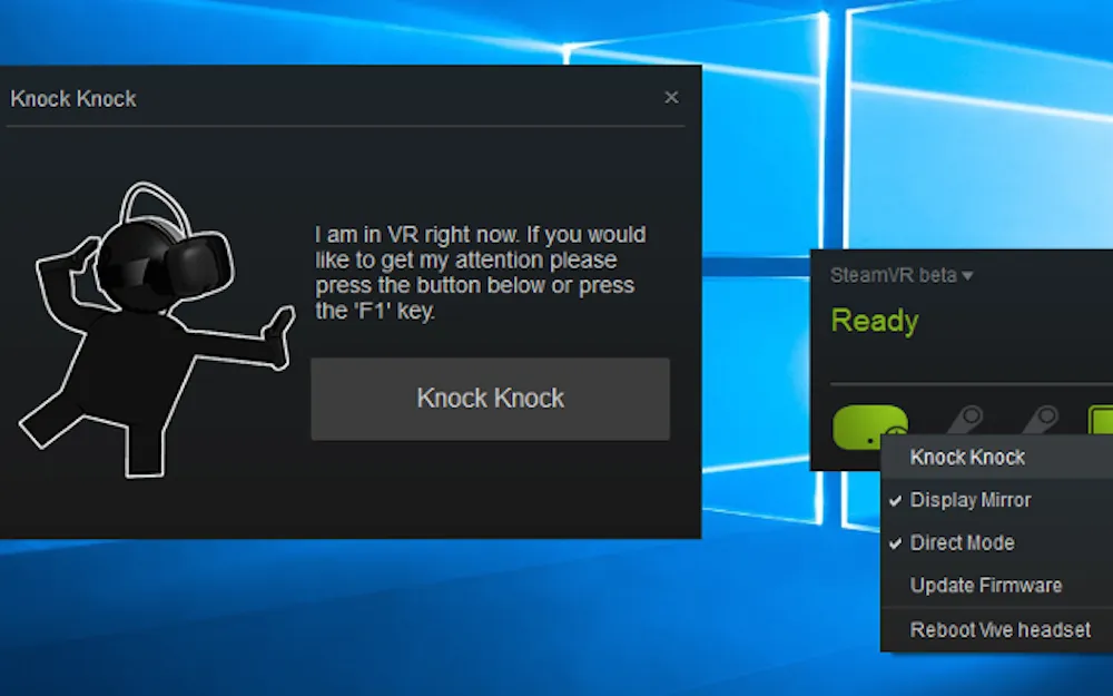 HTC Vive 'Knock Knock' Feature Lets You Know People In The Real World ...